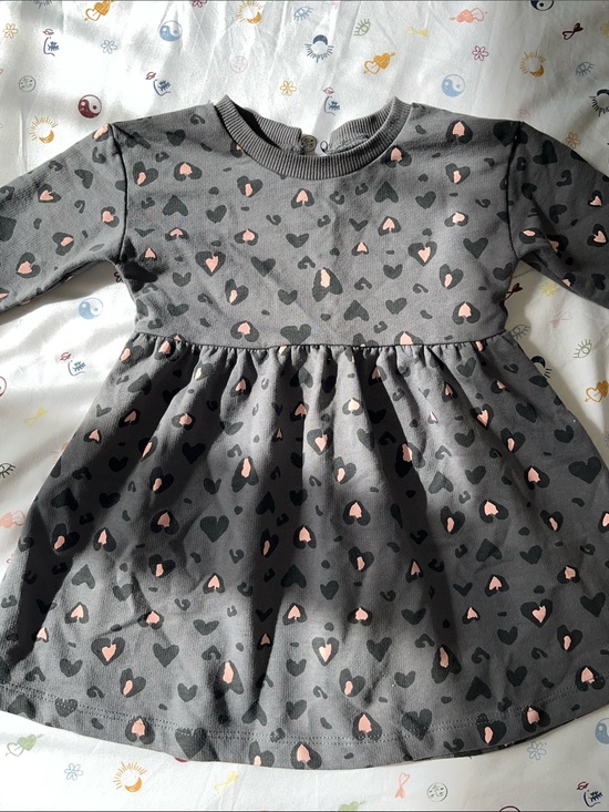 Dresses | George Brand Grey Heart Print Long Sleeve Dress With Pink ...